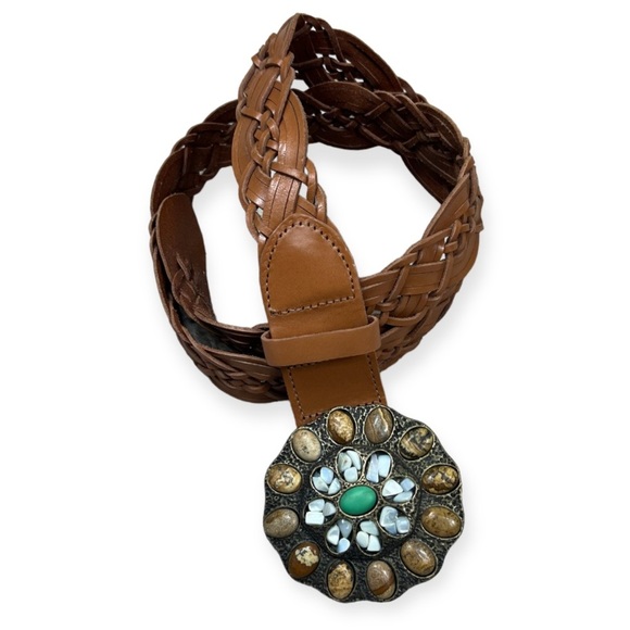 CAbi | Accessories | Cabi Vintage Braided Leather Round Belt Chunky ...